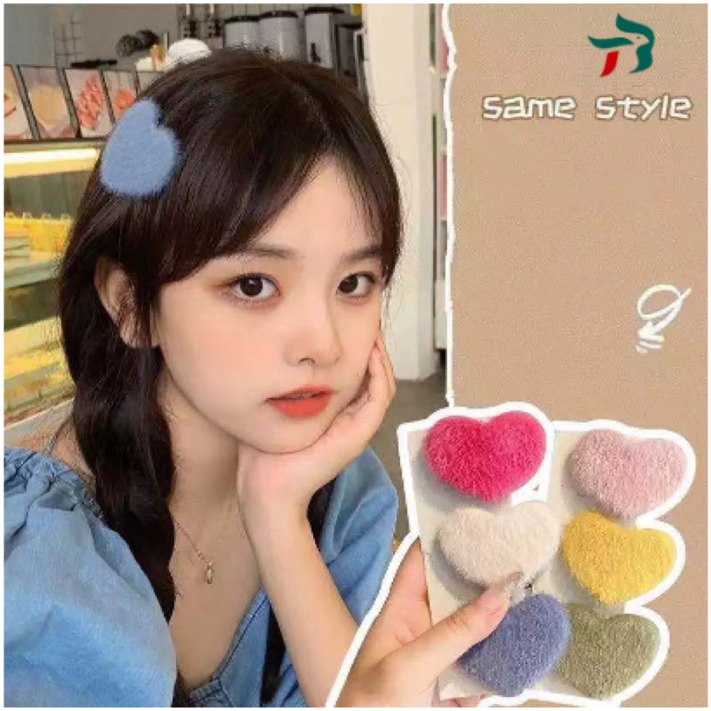 New Love Plush Headbands For Women Side Bangs Clip Korean Autumn Winter