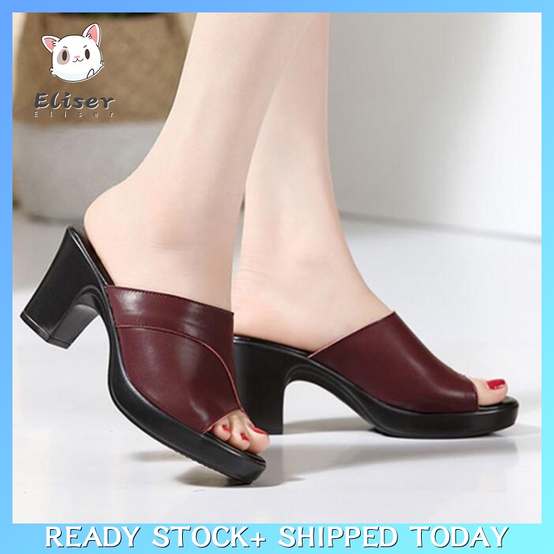 Wedge slippers Women's high rise slope heel thick sole sandals | Shopee ...