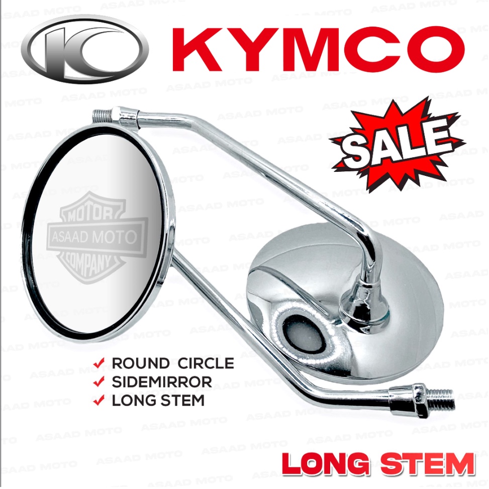 KYMCO LIKE 125 i Side Mirror Stainless ROUND TYPE Long Stem UNIVERSAL ...