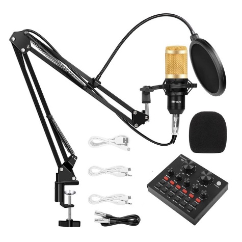 BM-800 Condenser Microphone Kit With V8 Multifunctional Live Sound Card ...