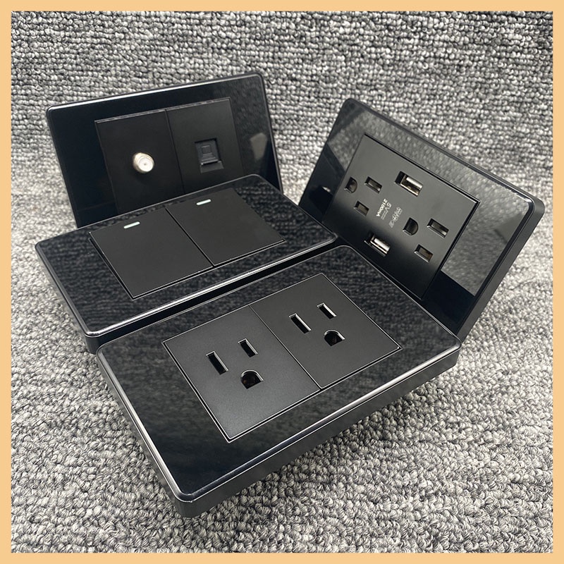 Plexiglass Switch Socket Series Black Panel Switch 118 Wall Socket ...