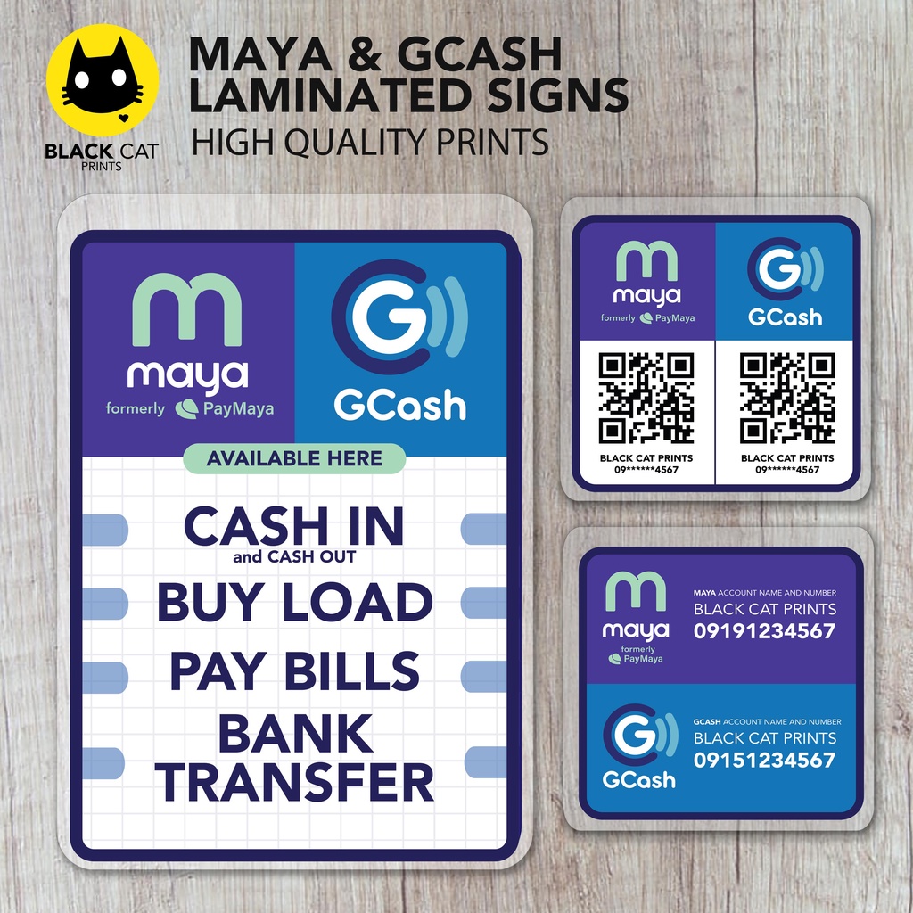2 in 1 Maaya (Formerly PayMaaya) & GCaash Signs / Laminated Signages ...