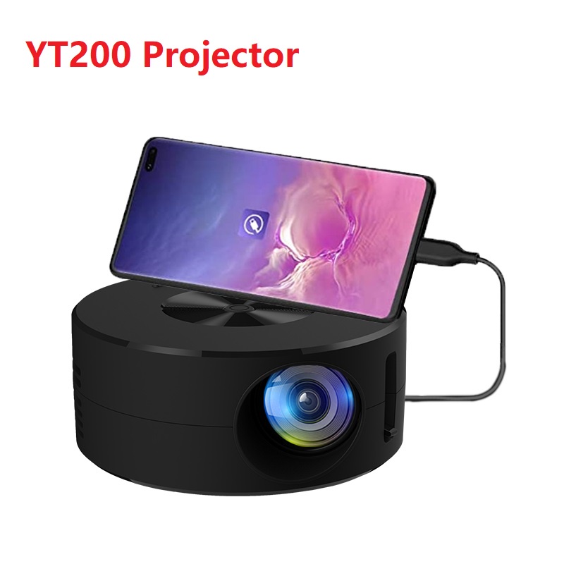 YT200 Projector Mini Portable Projector Outdoor Home Rechargeable ...