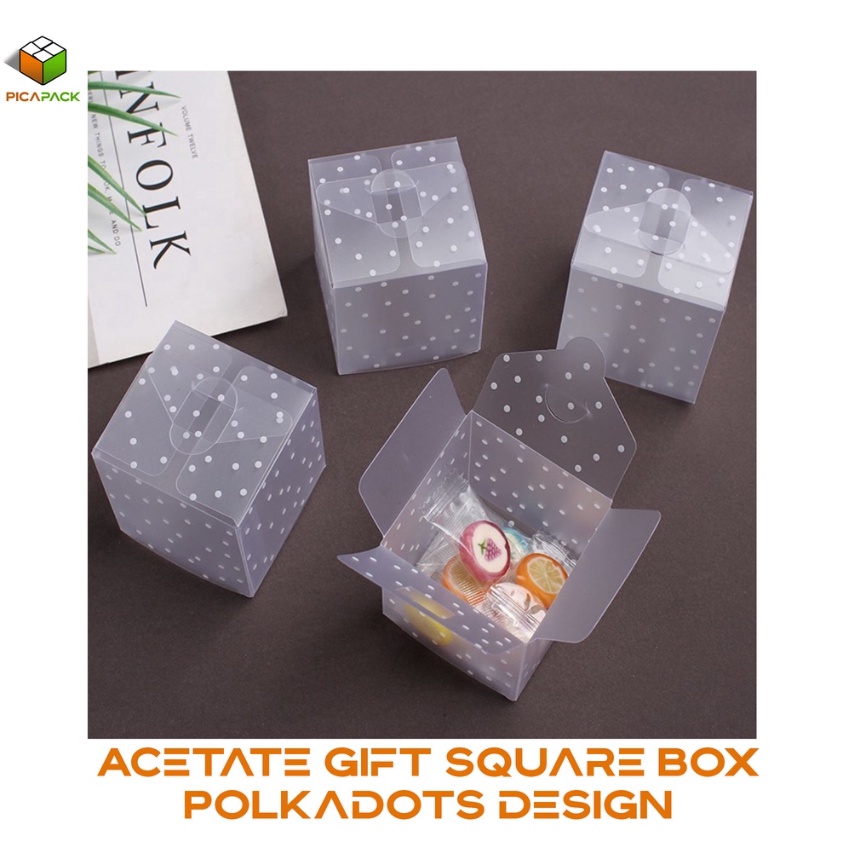 10pcs Clear or Polkadots Acetate PVC Gift Box clear Square Acetate for ...