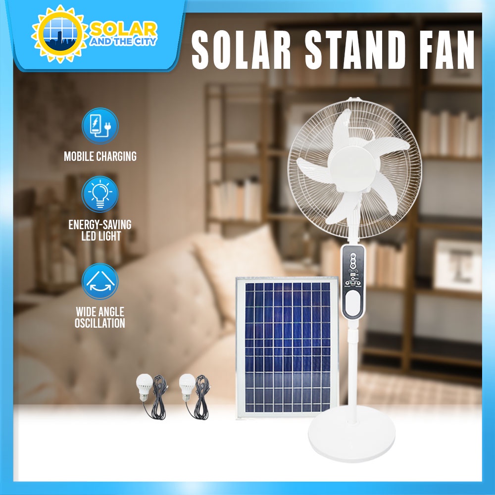 S&C 16/18 inch AC/DC Dual Power Solar Rechargeable Stand Fan With Led ...