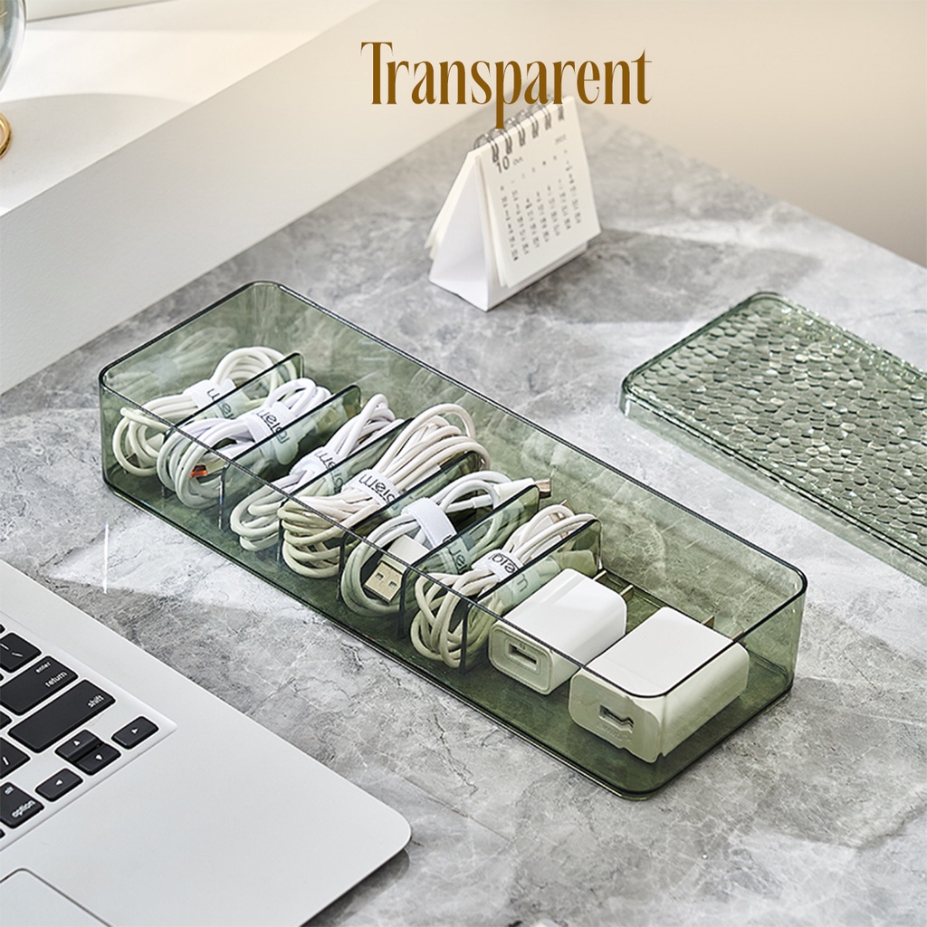 Charger USB Cord Wire Organizer Storage Box with Compartment Lid Data ...