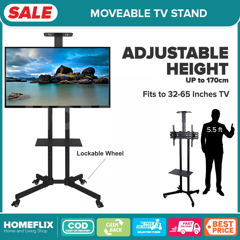 TV Bracket Movable Floor Carts Flexible For 32-65 inches Mount Bracket ...