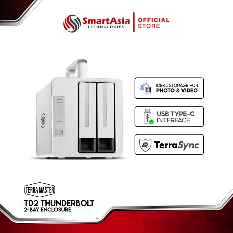 TerraMaster TD2-Thunderbolt (2-Bay Enclosure, RAID 0/1, NAS Expansion ...