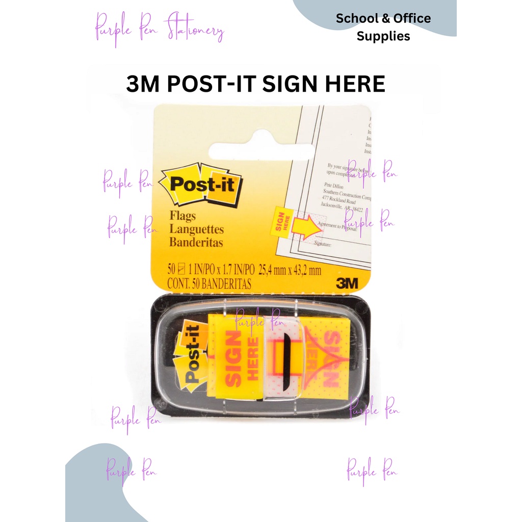 3M Post it Note Flags Arrow Page Marker: Sign Here 1Pack | Shopee ...