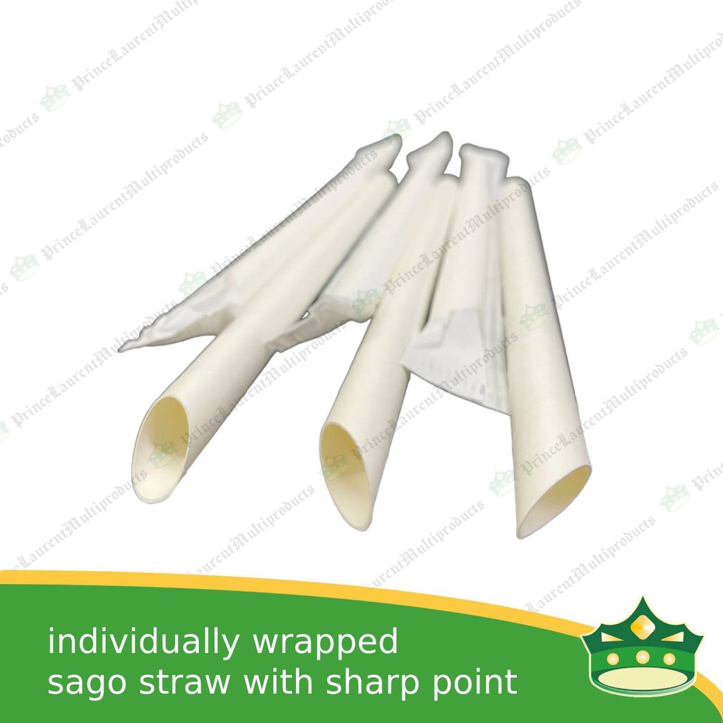 Sago paper straw with sharp tip and without sharp tip individually ...