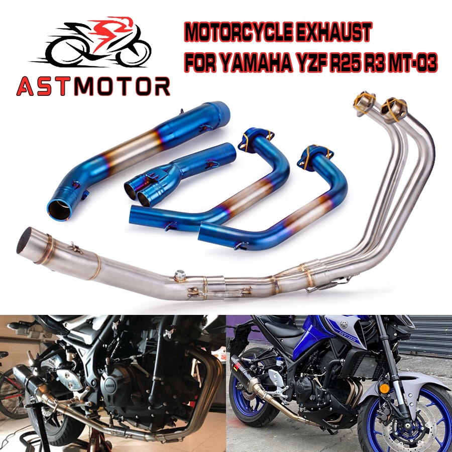 For Yamaha YZF R25 R3 MT-03 Motorcycle Full Exhaust System Front Middle Link Pipe | Shopee ...