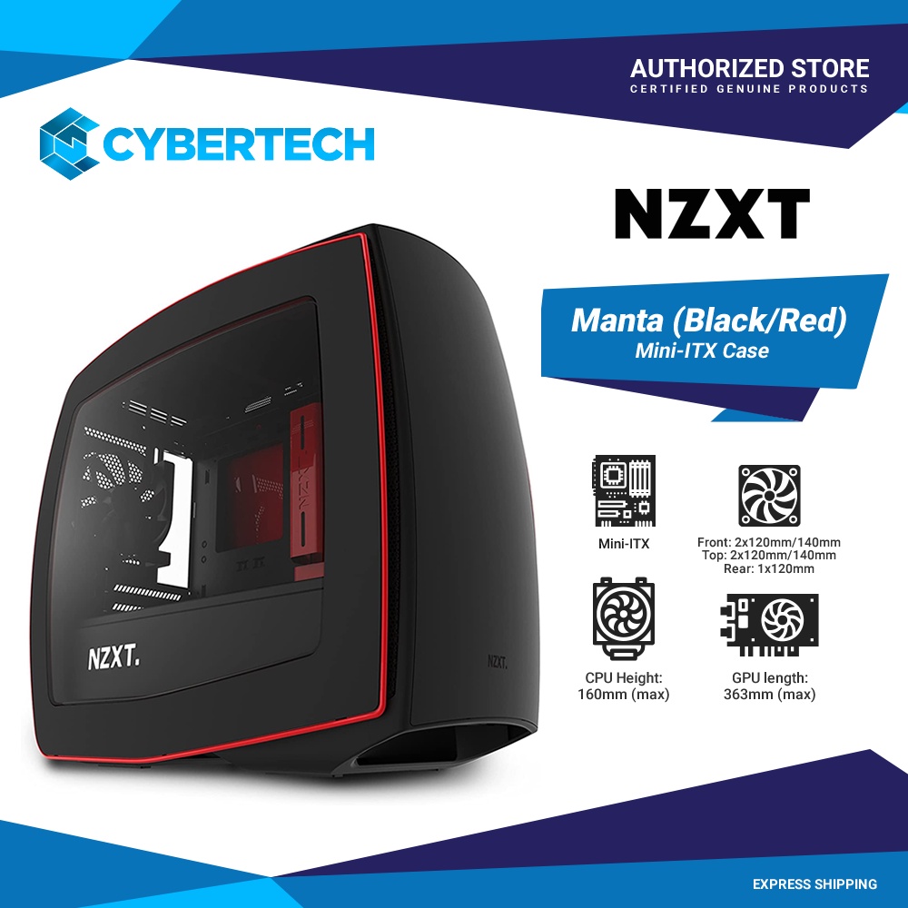 NZXT Manta Black Red Mini-ITX Case | Shopee Philippines