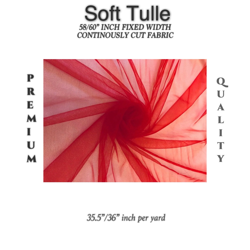 PREMIUM SOFT SILK TULLE Per Yard Fixed 60" Width WHOLESALE AVAILABLE ...