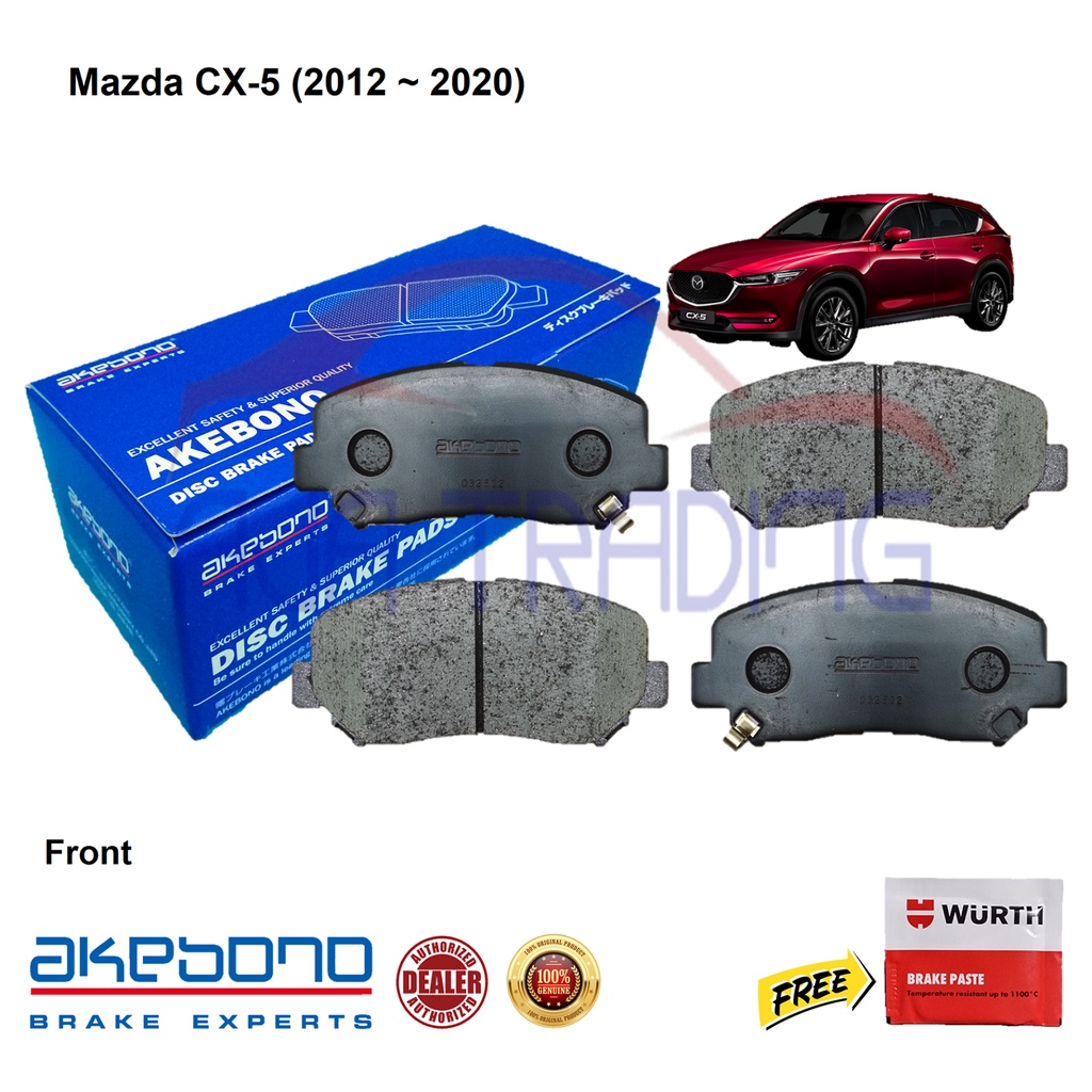 Genuine Akebono Front Brake Pads for Mazda CX-5 (2012 - 2020) with free Wurth Brake Paste ...