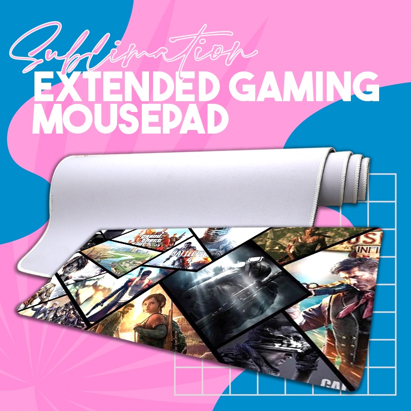 Full Sublimation Extended Gaming Mouse Pad 3mm Thick Full Color White ...