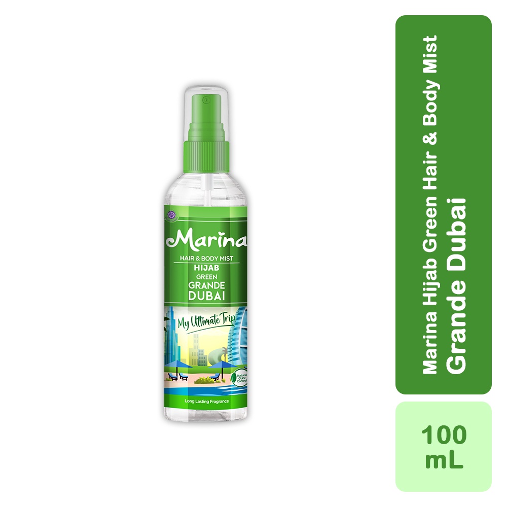 Marina Hijab Green Hair & Body Mist Grande Dubai 100mL | Shopee Philippines