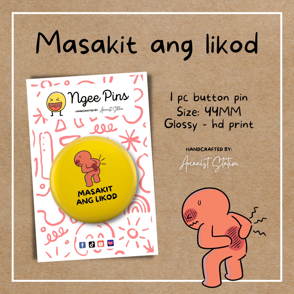 Masakit ang likod - Witty Button Pins - Deco Funny Pins | Shopee ...