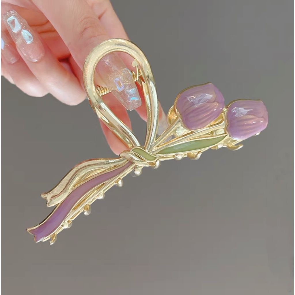 Korea New Tulip Flower Catch Clip Retro Sunflower Hair Claws Female ...