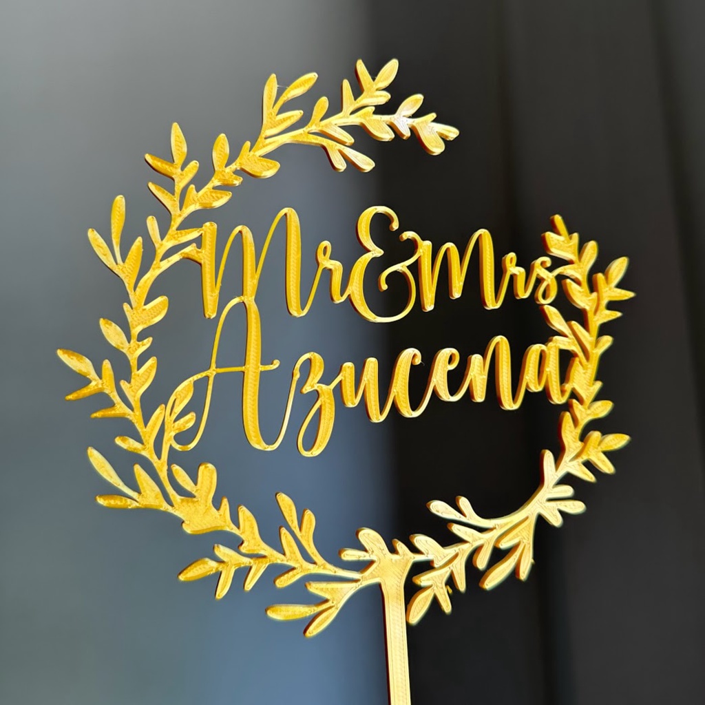 Wedding Cake Topper Minimalist Aesthetic Custom Cake Topper (Thick ...