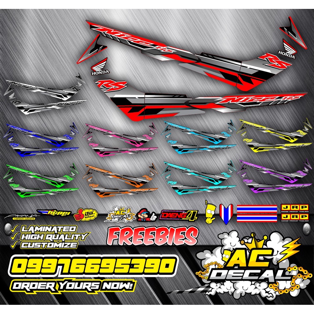HONDA NICE RS 125 STOCK [THAI DESIGN] DECALS WITH FREEBIES STICKER ...