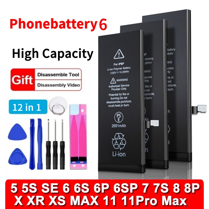 Super Capacity Battery For Phone 7 8 6 Plus X SE 5S XR XS MAX ...
