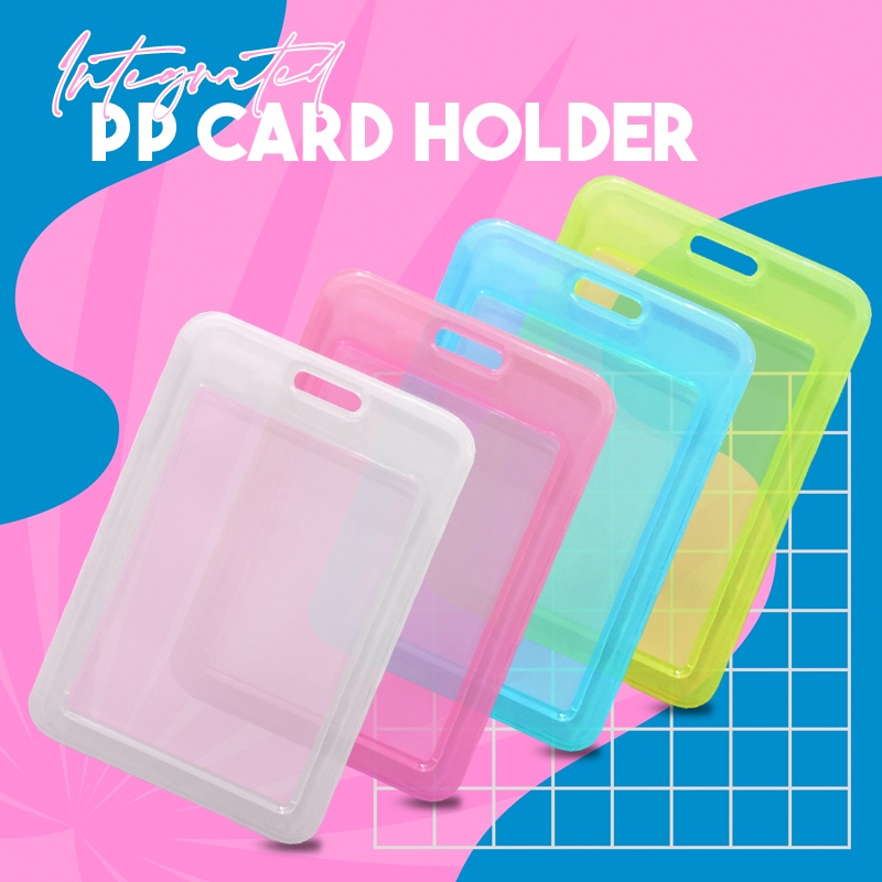 (5 pcs) Integrated ID Card Holder Vertical Colored Transparent ID ...