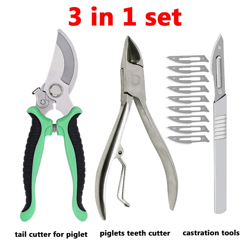 3 in 1 Set Piglets Teeth Cutter+Pig Tail Cutter+Castrating Tools for ...
