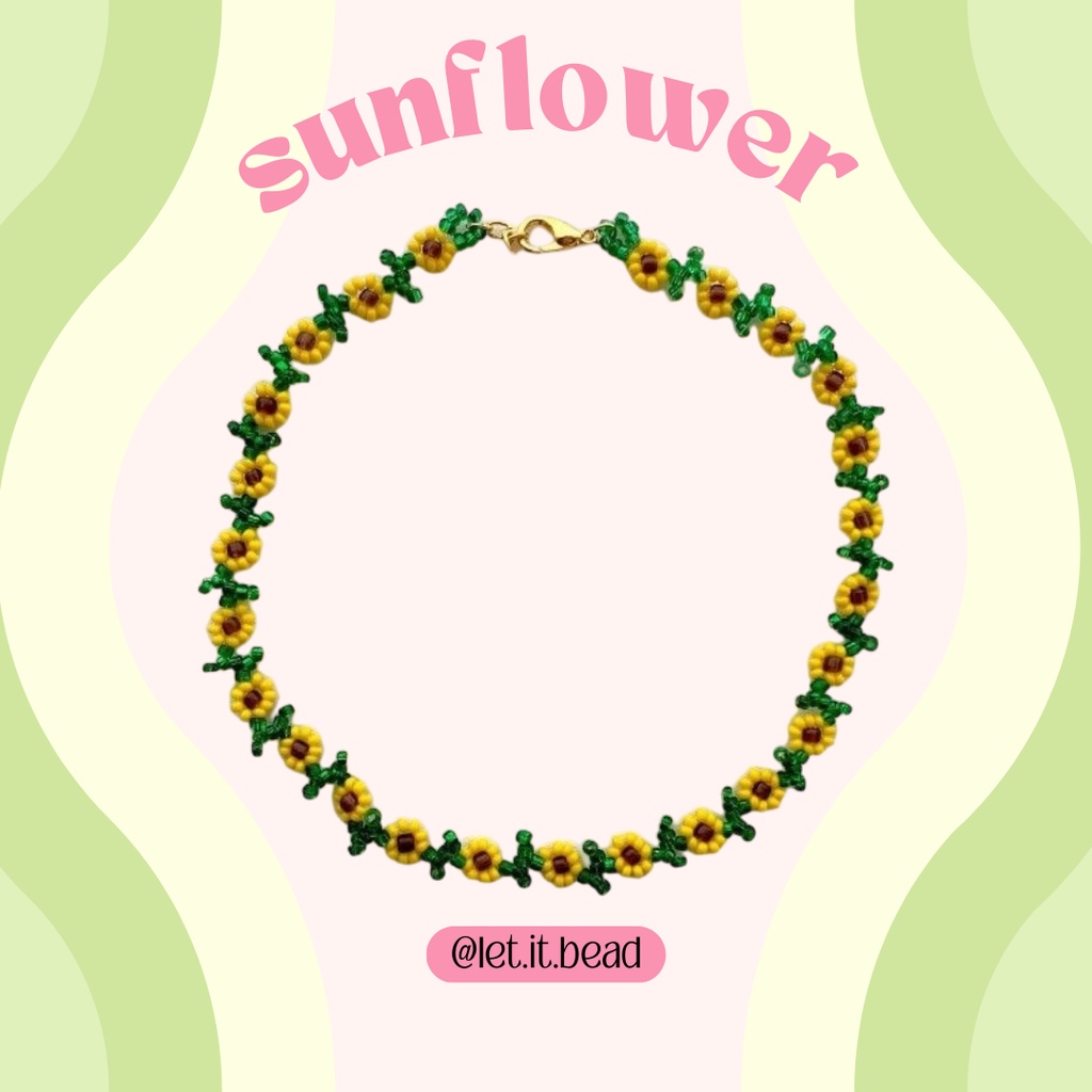 Sunflower | Spring Coll. | customizable sunflower chain beaded choker ...