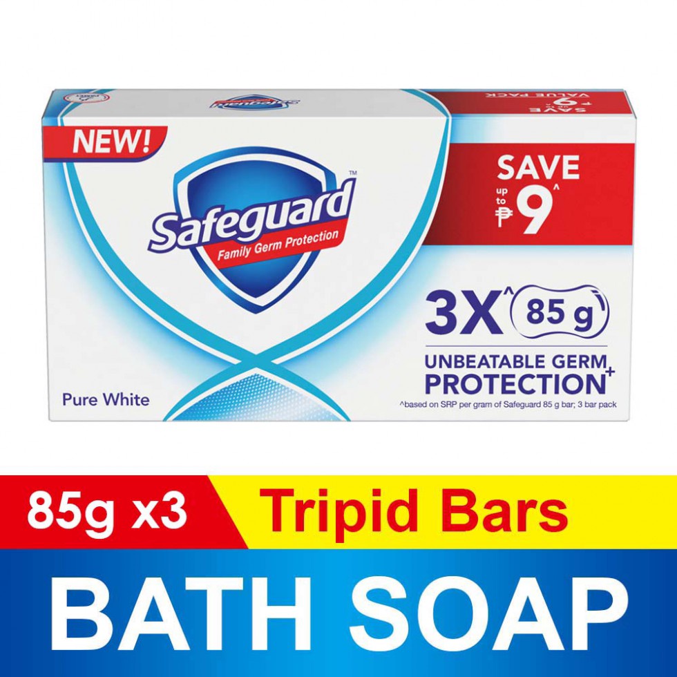 SAFEGUARD PURE WHITE BAR SOAP 3PID 85G | Shopee Philippines