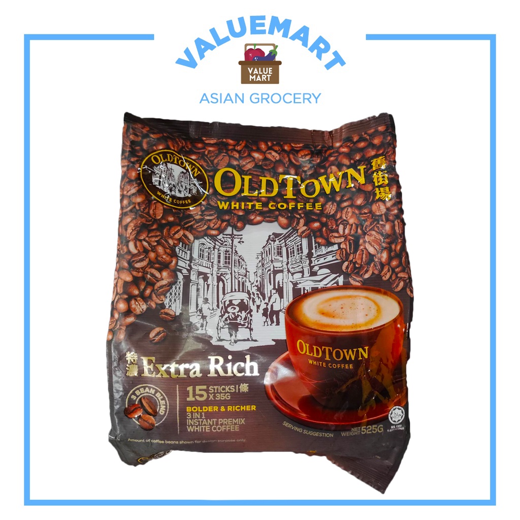 Old Town Original Malaysian Instant White Coffee Classic, Hazelnut, Rich - 375-570 g (15 sticks ...