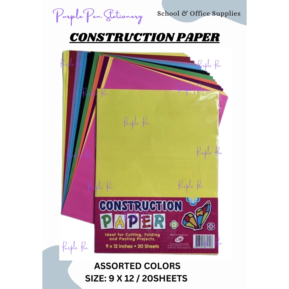 Construction Paper 9inx12in 20 sheets Assorted Color Arts and Crafts ...