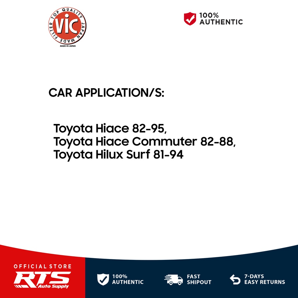 Vic Oil Filter Toyota Hilux / Hiace / Commuter / 3K / 4K / 18R / 21R C ...