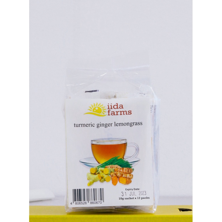 IIDA FARMS Turmeric Ginger Lemongrass Powdered Drink Mixed 10g x 12 ...