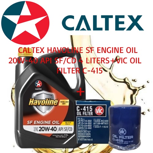 Caltex Havoline SF 20W-40 4 Liters+Vic Oil Filter C-415 | Shopee ...