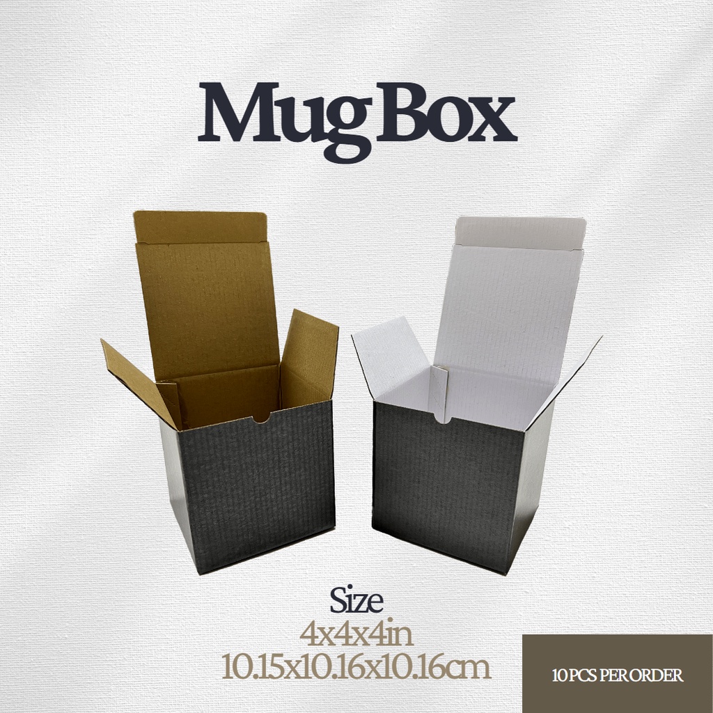 Corrugated Mug Box | Brown/White/Black (10pcs) 4x4x4inches | Shopee ...