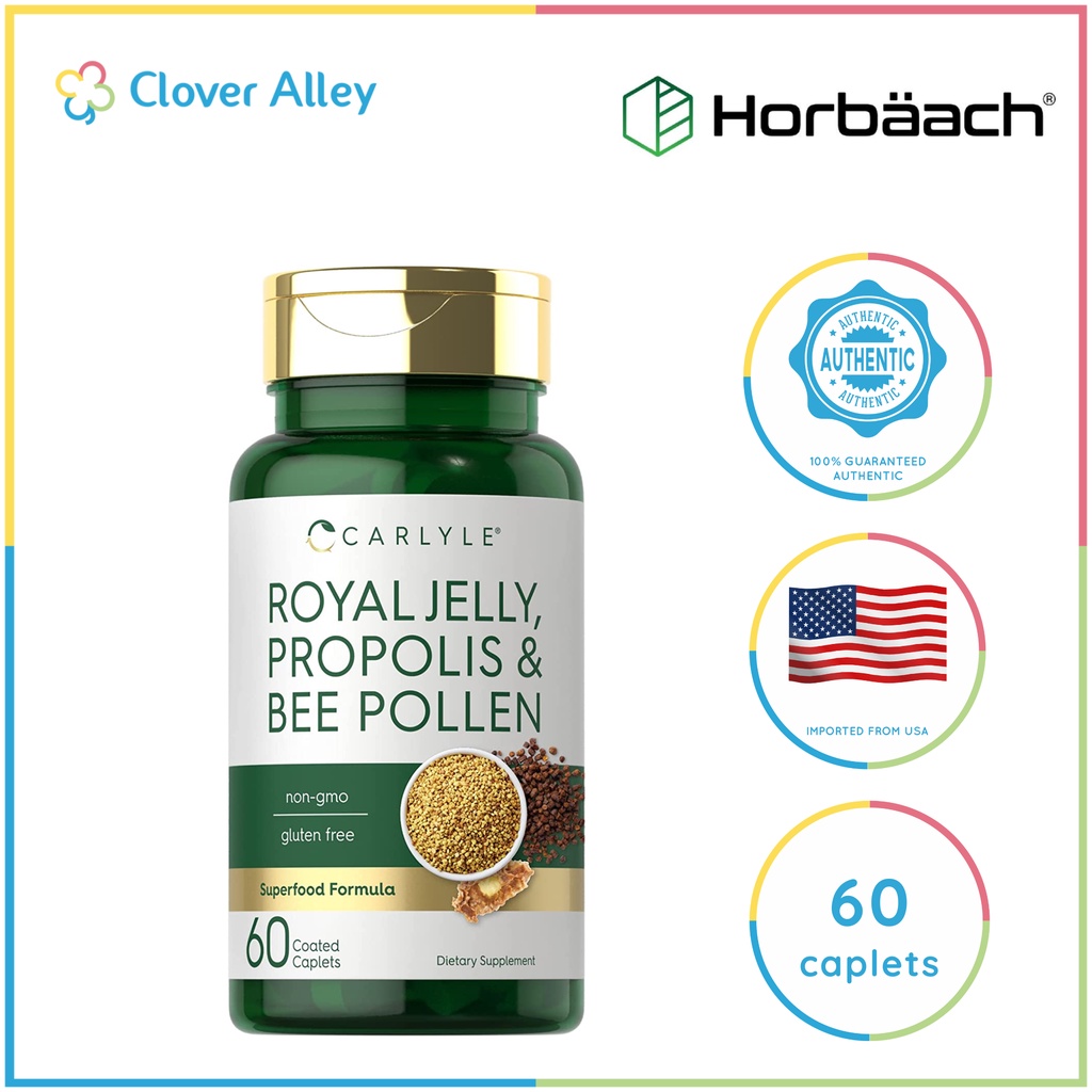 Carlyle Royal Jelly, Bee Propolis & Bee Pollen, 60 coated caplets(05/2024 expiry) | Shopee ...