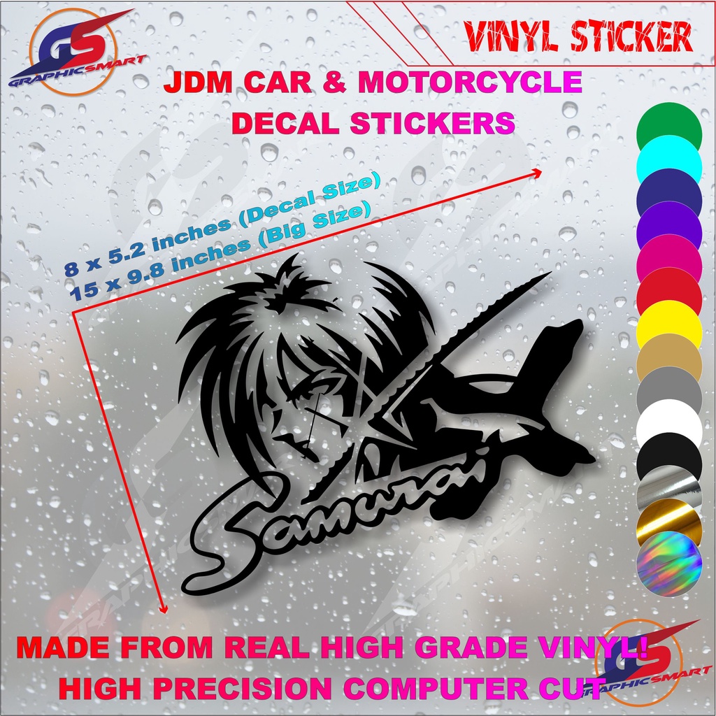 Samurai Kenshin Himura Sticker Vinyl Decal For All Vehicles High ...