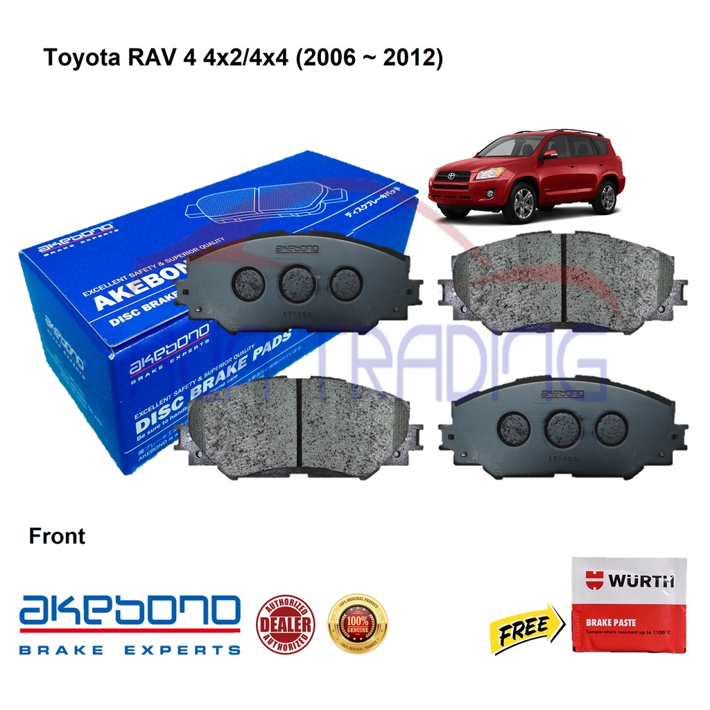 Genuine Akebono Front Brake Pads for Toyota RAV 4 4x2/4x4 (2006 - 2012 ...