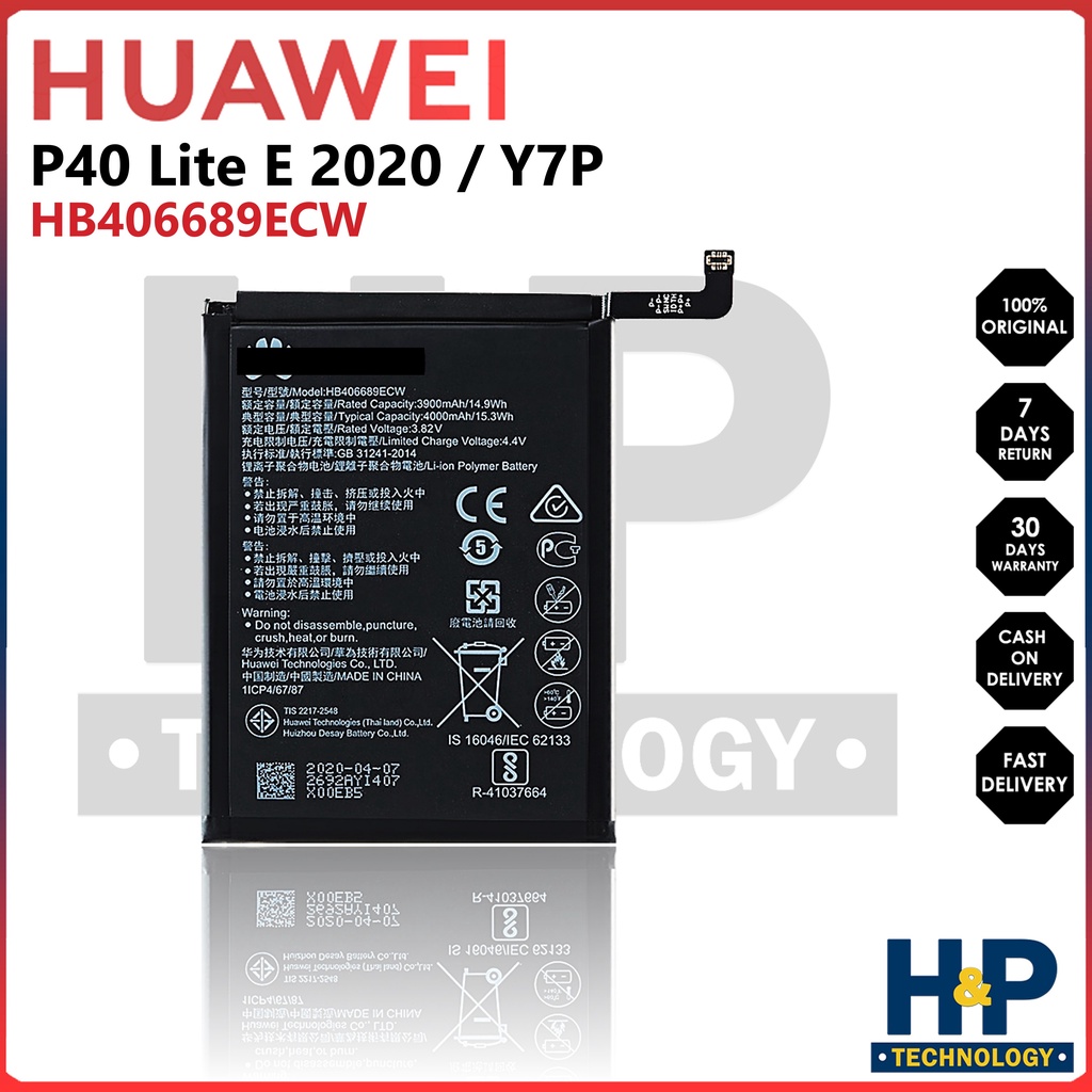 HB406689ECW Battery Hua We¡ P40 Lite E 2020 known as Y7P | Shopee ...