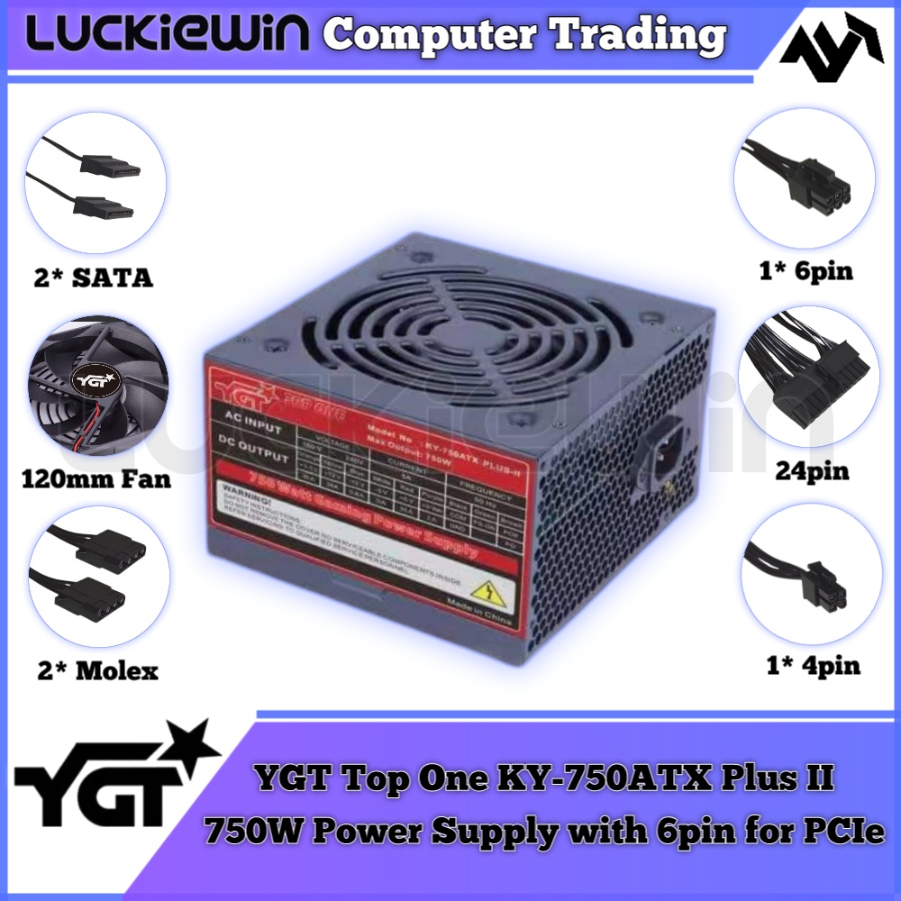 YGT Top One Plus II KY-ATX750 PSU 750 Watts Generic Power Supply Unit ...