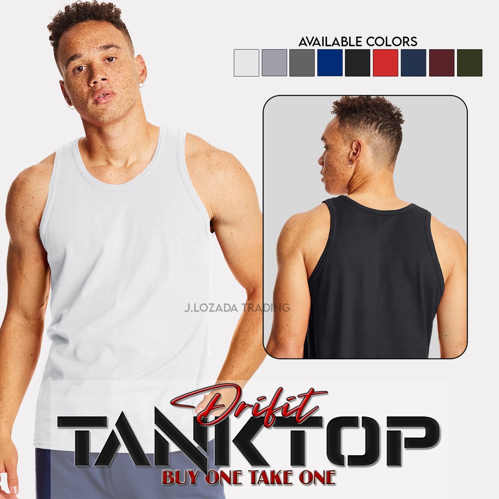 BUY 1 TAKE 1 DRT PLAIN MEN DRIFIT TANKTOP SANDO - WORKOUT / PAMPABAHAY ...