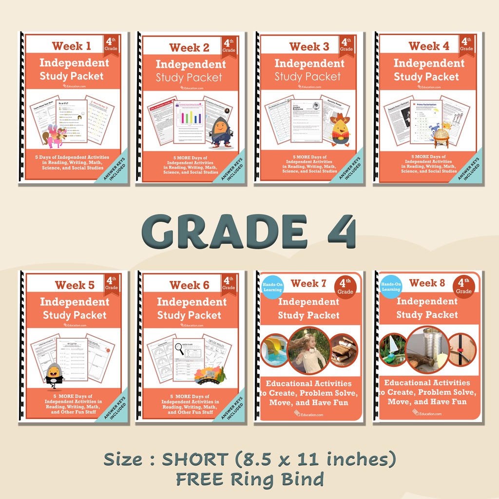 GRADE 4 Independent Study Packet (Worksheets / Workbooks) | Shopee ...