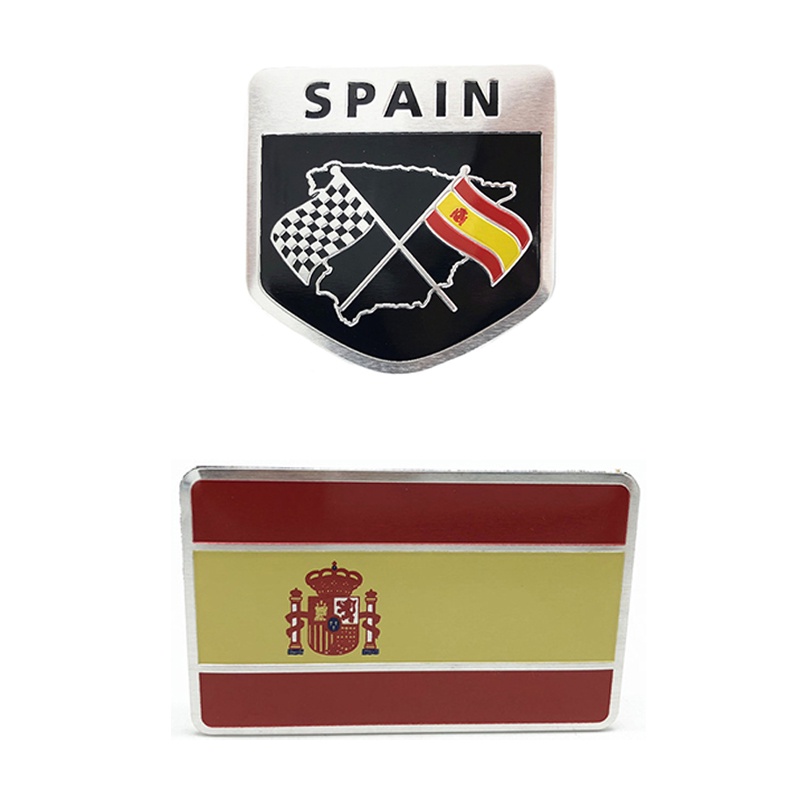 3D Aluminum Spain National Flag Emblem Badge Car Fender Sticker Decal ...