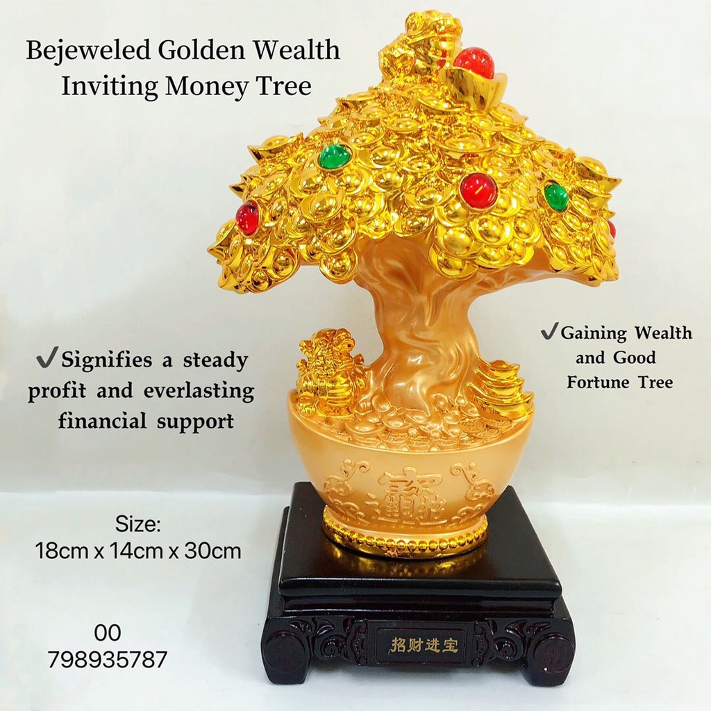 Fengshui Bejeweled Golden Wealth Inviting Money Tree | Shopee Philippines