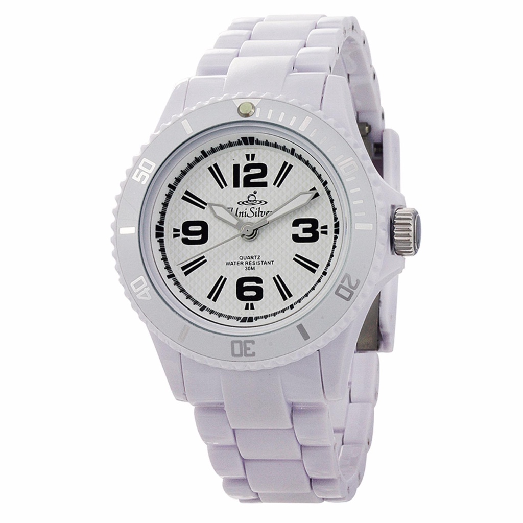 UniSilver TIME Crayon Series Unisex White Analog Acrylic Watch KW1073 ...
