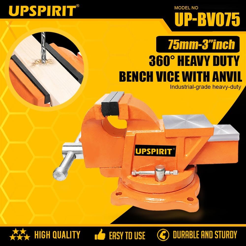 Heavy Duty Bench Vise 360 Degree Swivel Base With Anvil Rotary ...