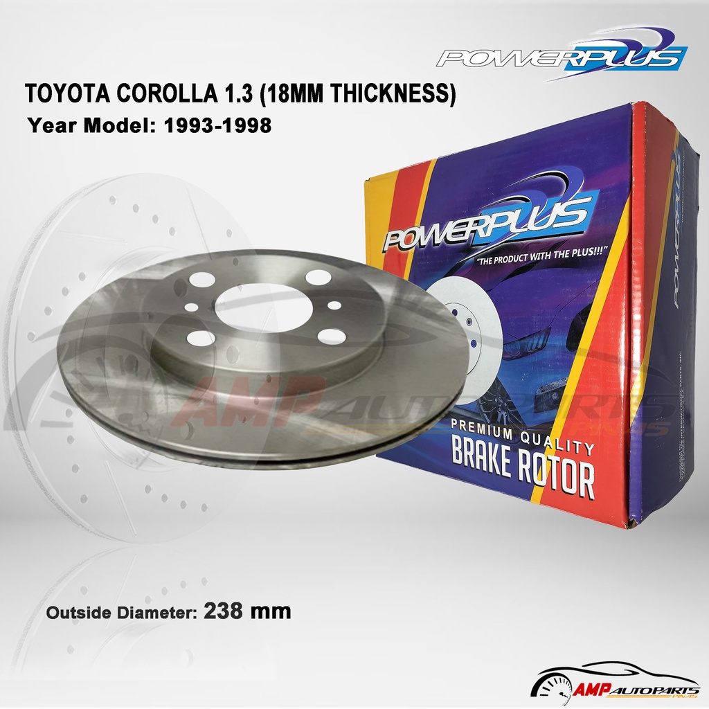 Brake Disc Rotor For TOYOTA COROLLA 1.3 (18MM THICKNESS)(DB308)(PD47113 ...