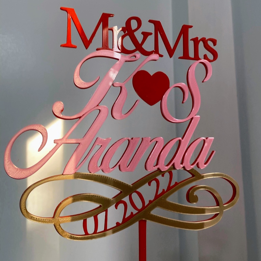 Wedding Cake Topper Minimalist Aesthetic Custom Cake Topper (Thick ...