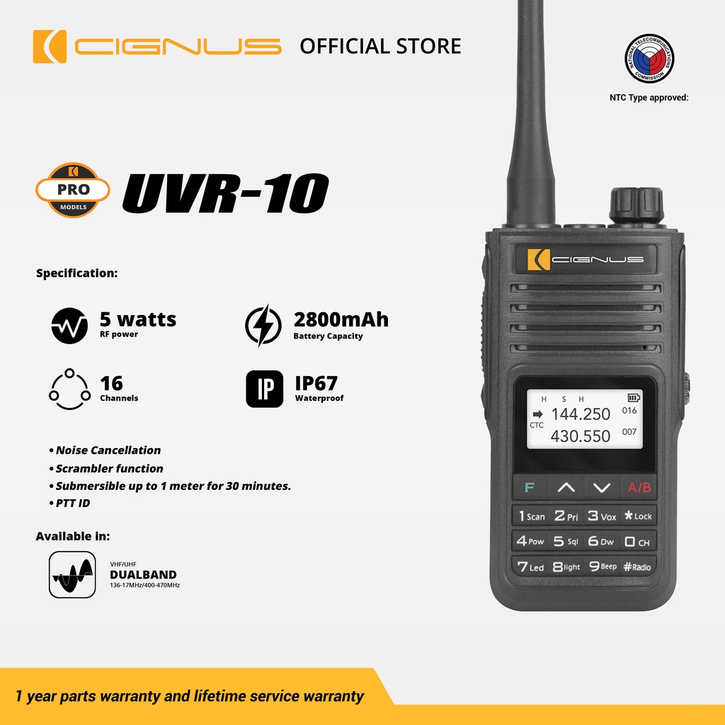 CIGNUS UVR-10 5WATTS TWO WAY RADIO | Shopee Philippines