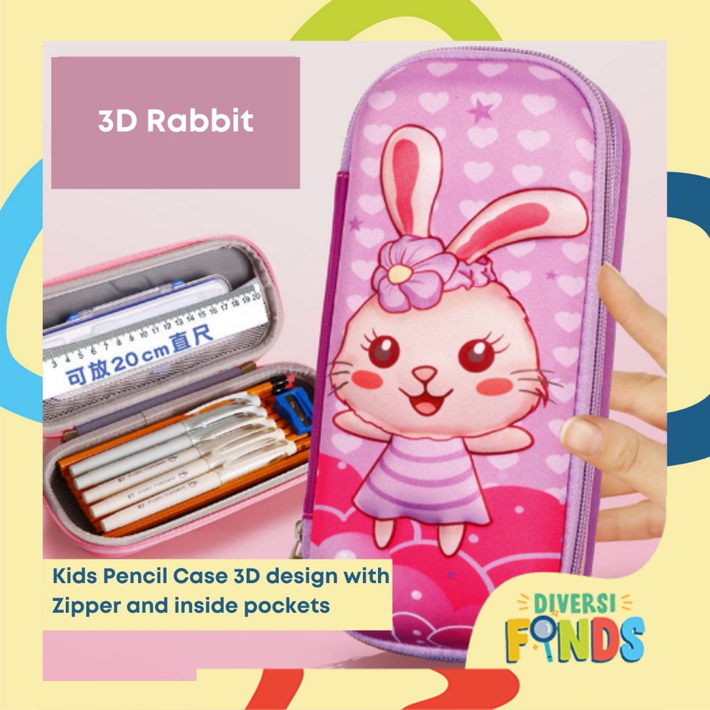 Pencil Case / Pencil Box 3D Design - with inside pocket and cushion ...